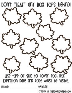 Fall Box Tops Printable Collection Sheet to Support Your School - The ...