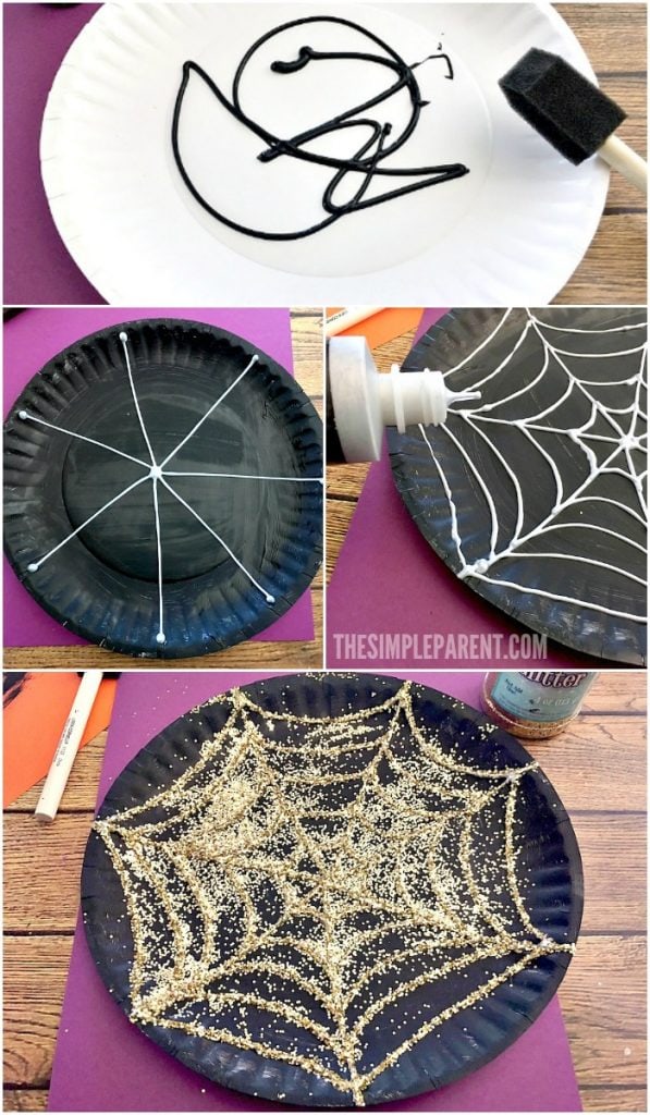 Paper Plate Spider Web Craft That Sparkles This Halloween - The Simple ...