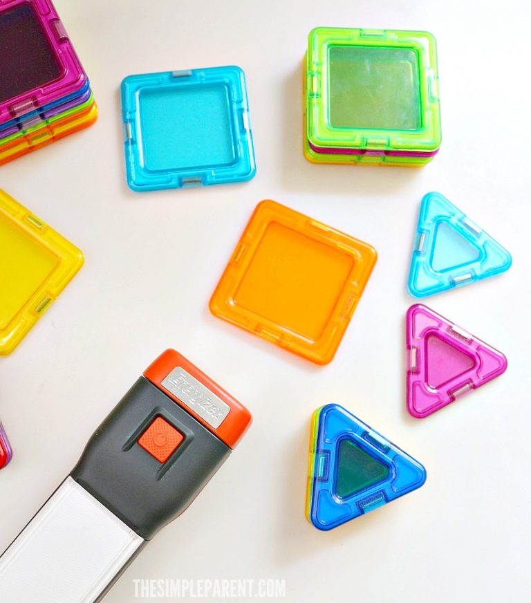 STEM Preschool Activities Using Flashlights & Blocks - The Simple Parent