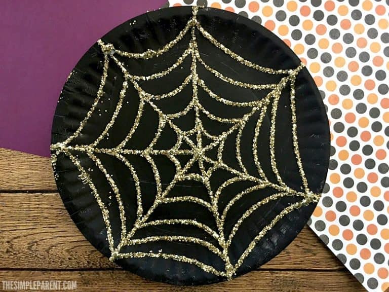 Paper Plate Spider Web Craft That Sparkles This Halloween - The Simple ...