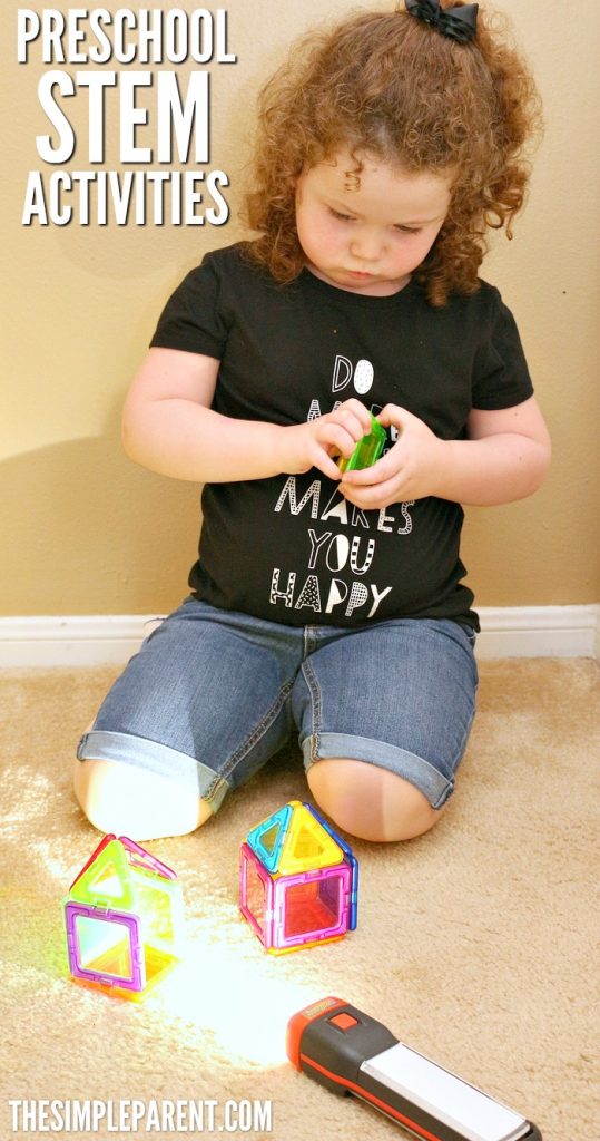 STEM Preschool Activities Using Flashlights & Blocks - The Simple Parent