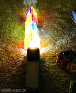 STEM Preschool Activities Using Flashlights & Blocks - The Simple Parent