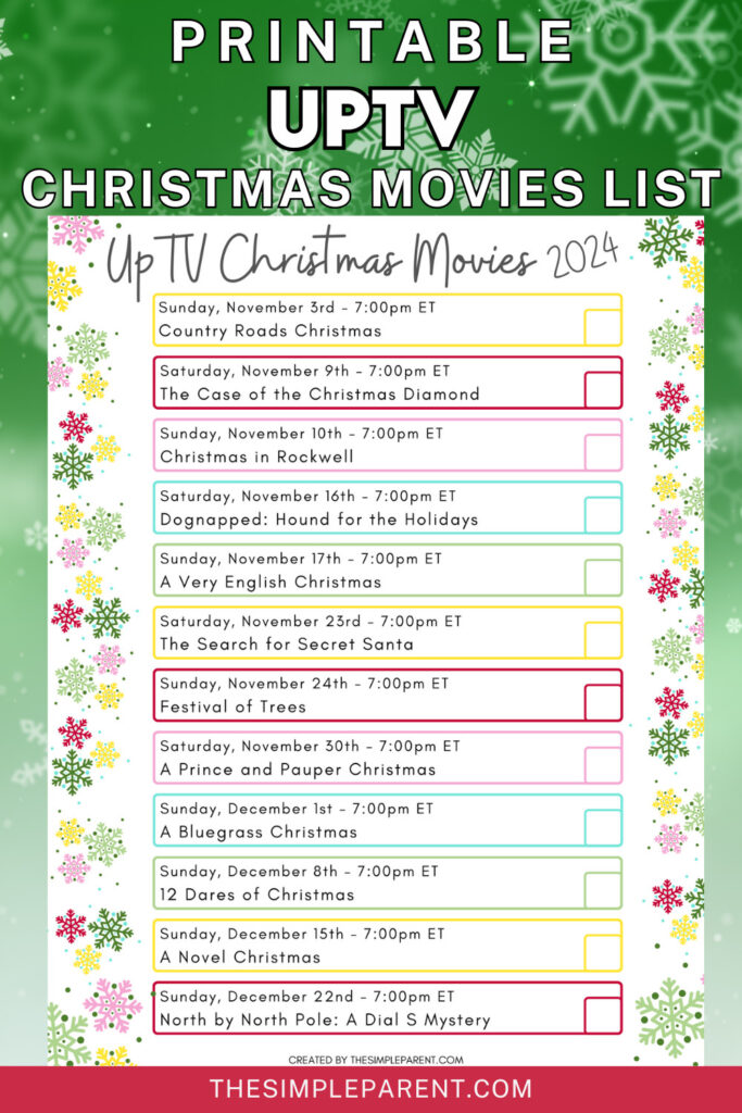 UpTV Christmas Movies Schedule (Updated for 2024!) - The Simple Parent