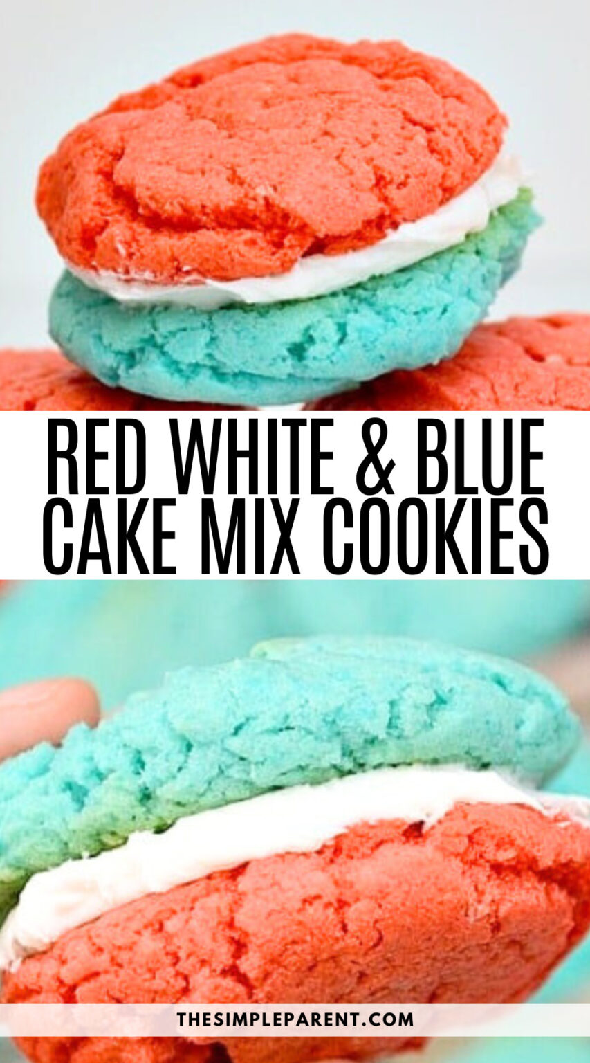 Red White and Blue Cake Mix Sandwich Cookies - The Simple Parent